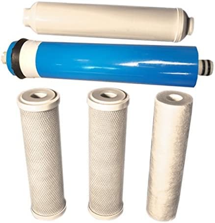 5 pc Reverse Osmosis Filters 1 Year Set, 5 Stage Reverse Osmosis Water Filter, Under Sink RO Water Filter System Kit Compatible with Most 10" Water Filtration System