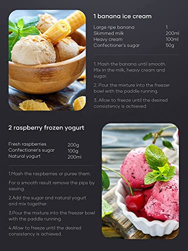 Ice Cream Maker Machine, INTASTING 1.6 Quart Frozen Yogurt-Sorbet, Auto Shut-Off, Double-Insulated Freezer Bowl, Suitable for Homemade Ice Cream, Gelato