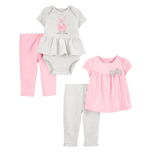 Simple Joys by Carter's Baby Girls' 4-Piece Bodysuit, Top, and Pant Set