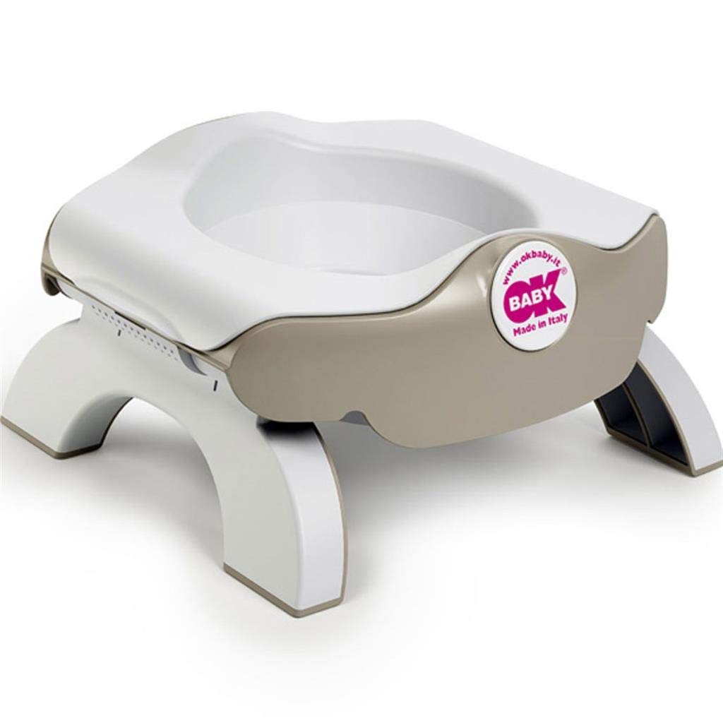 Ok Baby On The Spot 3 in 1 Travel Potty Seat - Compact & Lightweight Design - Features Non-Slip Rubber Base - Removable Inner Bowl - Toilet Training Seat for Toddlers & Children, Grey