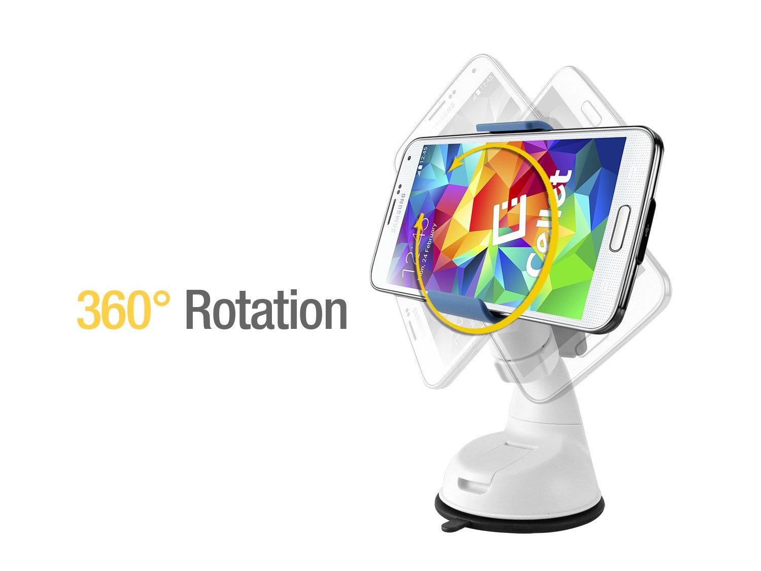 Car Windshield or Dashboard Mount Phone Holder, Suction Cup Mount on Clean Surface Compatible for iPhones Samsung Galaxy Moto Google Pixel Google Map Navigation