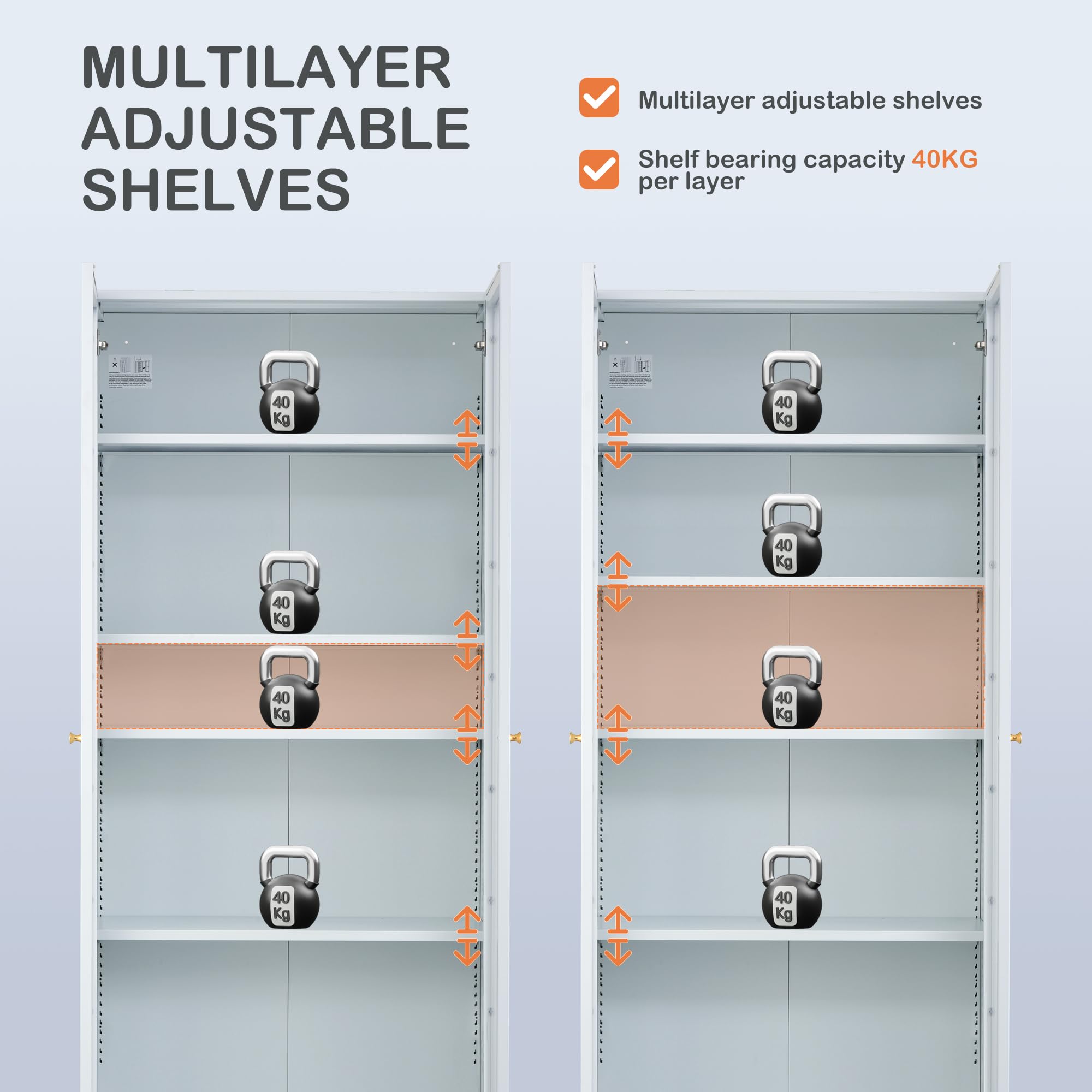 Alvisyd Metal Curio Cabinets with Acrylic Doors, 2 Door Cabinet 31.5 Wide Large Storage Bookcase with Adjustable Shelves, Glass Front Display Cabinet White Organizer 5 Tier for Home Office Craft