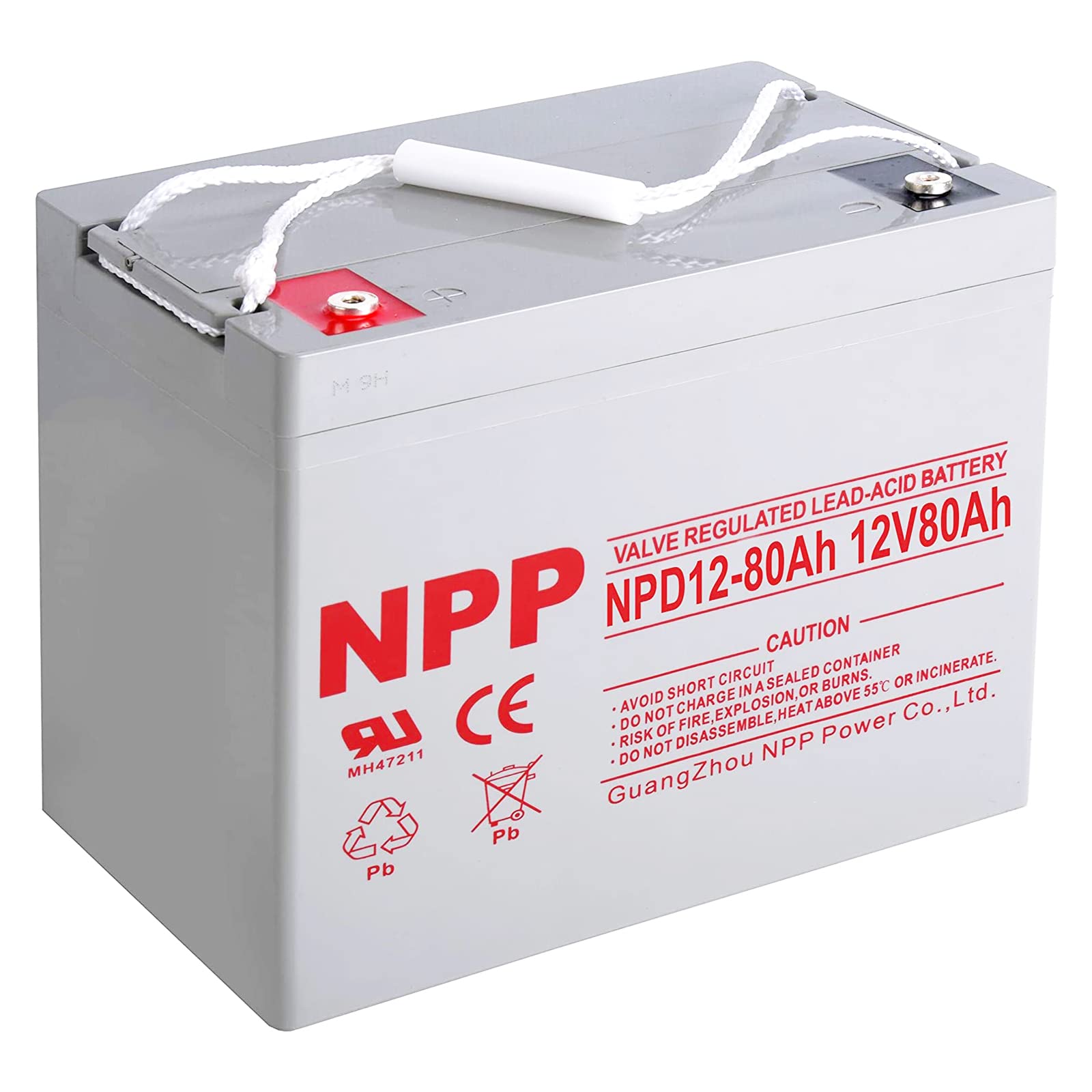 NPP NPD12-80Ah 12V 80Ah Group 24 AGM Deep Cycle Rechargeable Battery for Backup Sump Pump, Trolling Motor, Solar System, Mobility Wheelchair, General Use