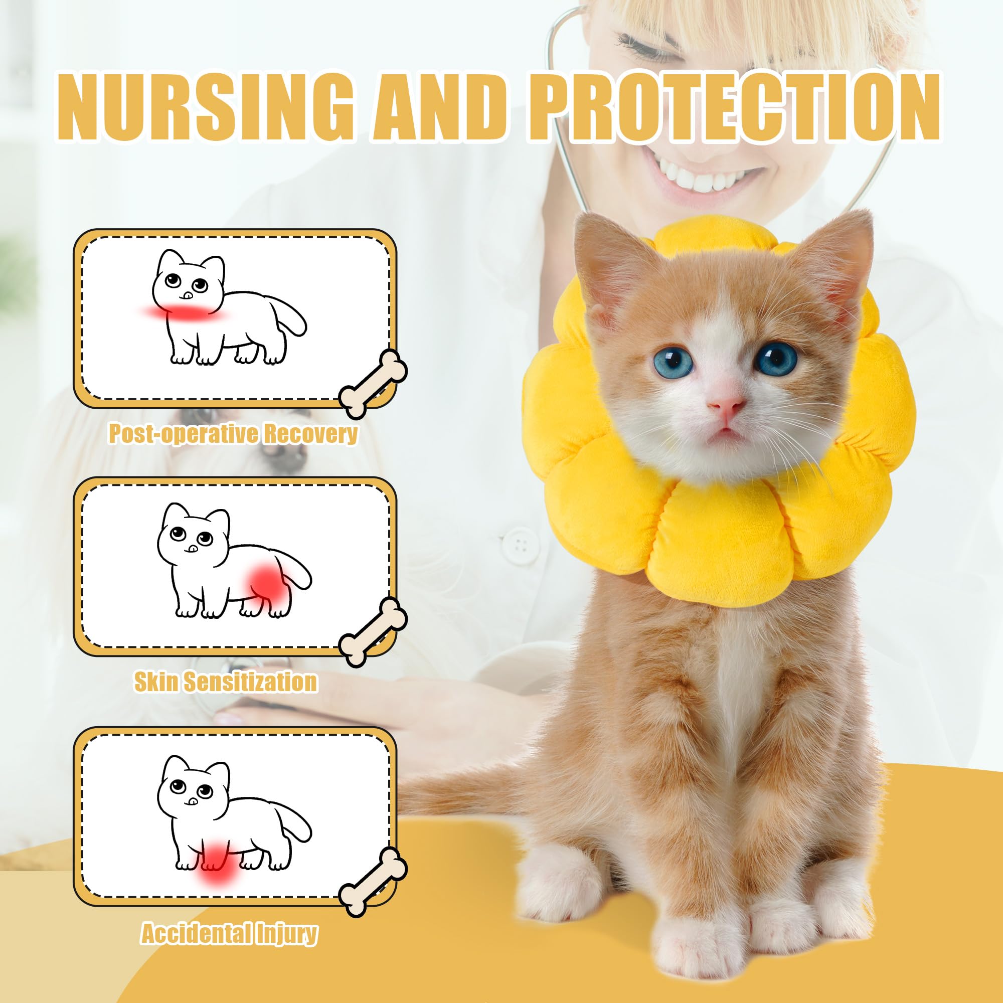 HOMBYS Soft Dog Cone for Dogs and Cats, Cute & Fluffy Flower Shape for Claming Dog, Adjustable Dog Collar Alternative After Surgery, Protective Elizabethan Collar for Dogs Recovery & Stop Licking,S