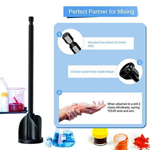 4 Pcs Resin Mixer Paddles, Epoxy Mixer Attachment for Drill, Reusable Paint Stirrer Drill Attachment for Epoxy Molds, Mixing Resin and Paint