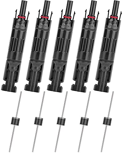 5 PCS PV Solar Panel Connector Male/Female 10A Built-in Diode Solar Wire Connectors Waterproof Anti-backflow