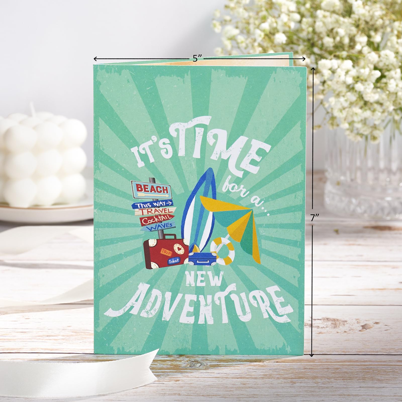 POPWOW Car Pop Up Card, Beetle Bug, New Adventure, Road Trip, Vacation 3D Travel Card for Birthday, Graduation, Congratulations, Retirement, Work Anniversary, Farewell, Goodbye, Bon Voyage, 5x7