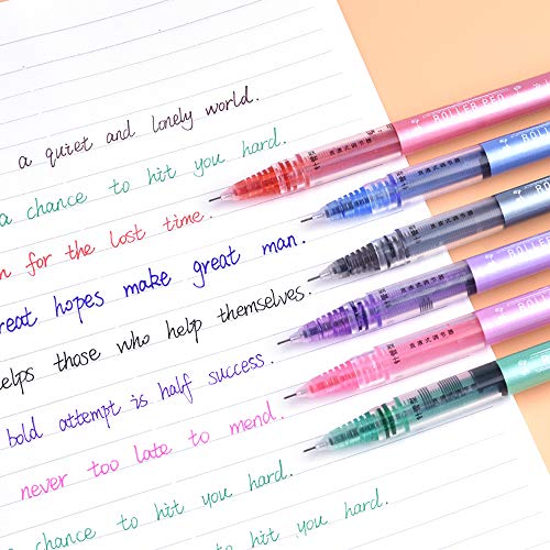 Mifuner 0.38mm 6 Colors Extra Fine Point Pens Liquid Ink Pen Rolling Roller ball Quick-drying Ink for Home Office