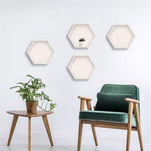 LLRYN Hexagonal Floating Shelf Wall-Mounted Rack, Modern and Simple Wooden, six Colors, Suitable for Bedroom, Bathroom, Living Room, Kitchen, etc. (Color : E)