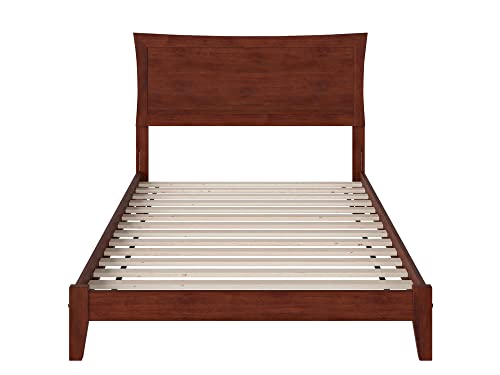 AFI Metro Full Platform Bed with Open Footboard and Turbo Charger in Walnut