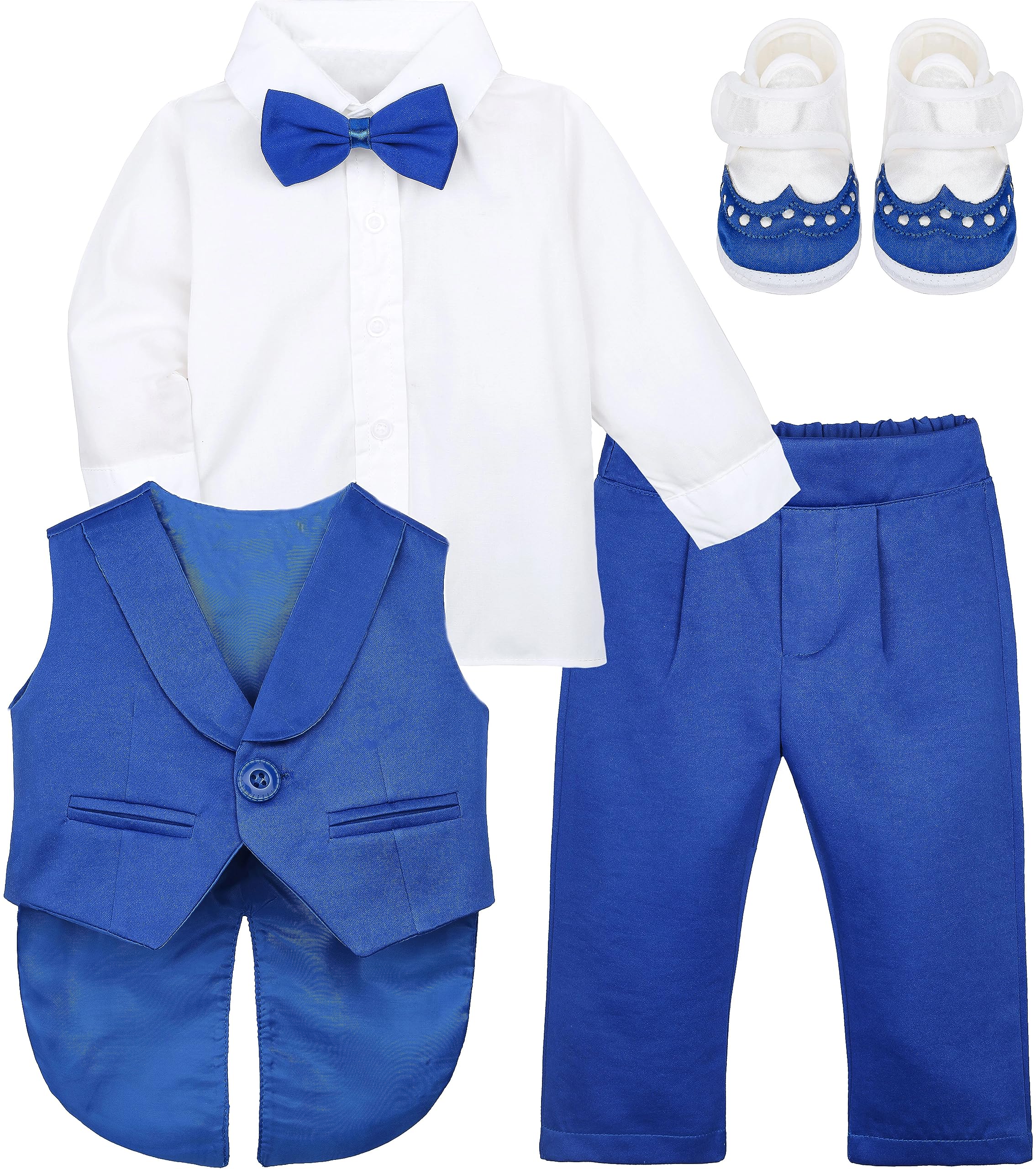 Lilax Baby Boy Gentleman Tuxedo Outfit Infant 4 Piece Set 0-3 Months Royal Blue