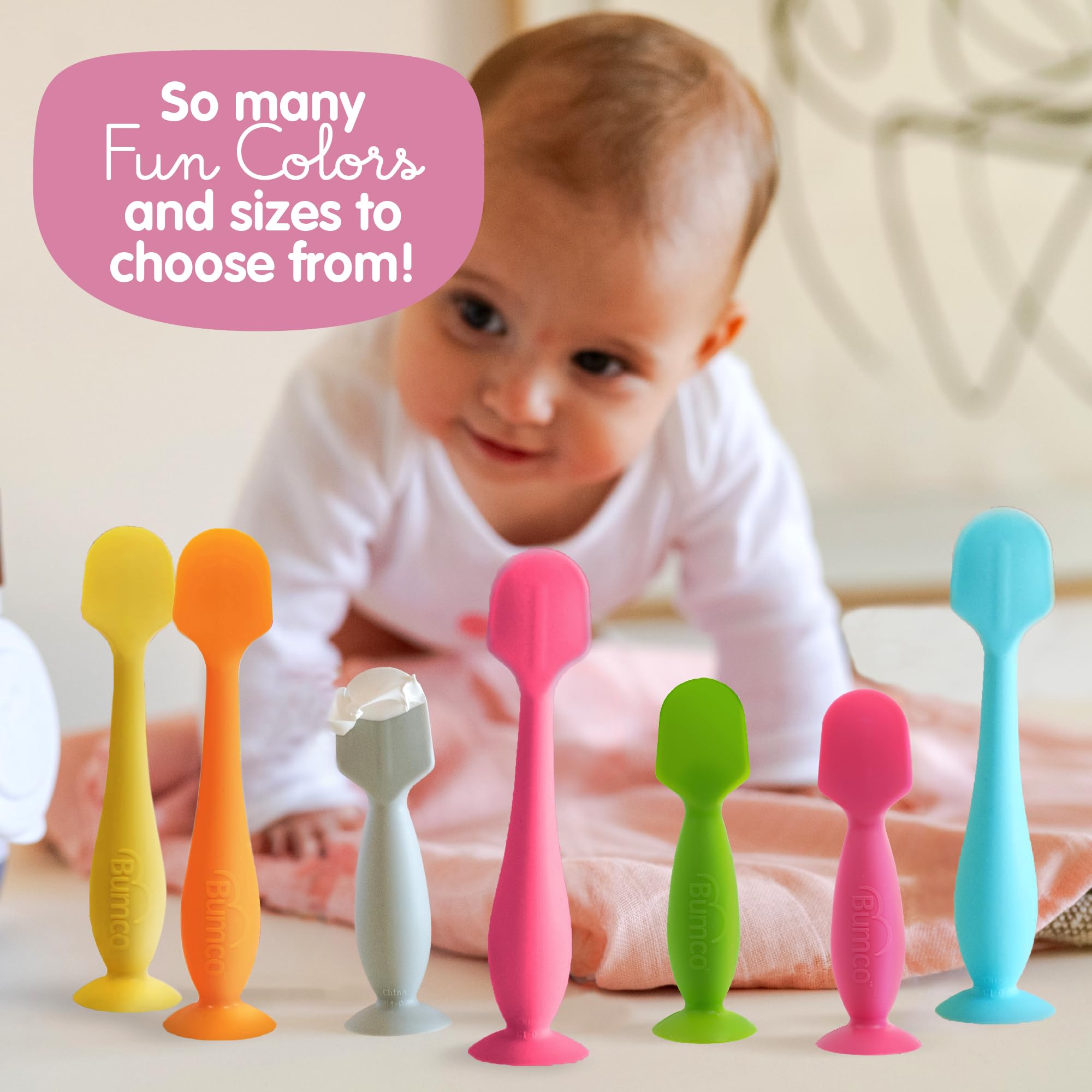 Bumco Baby Bum Brush + Mini Baby Diaper Cream Spatula with Case - BPA-Free Silicone Diaper Spatula with Suction Cup, Wipe-Clean, Mom-Invented Butt Paste Applicator (Pink & Pink)