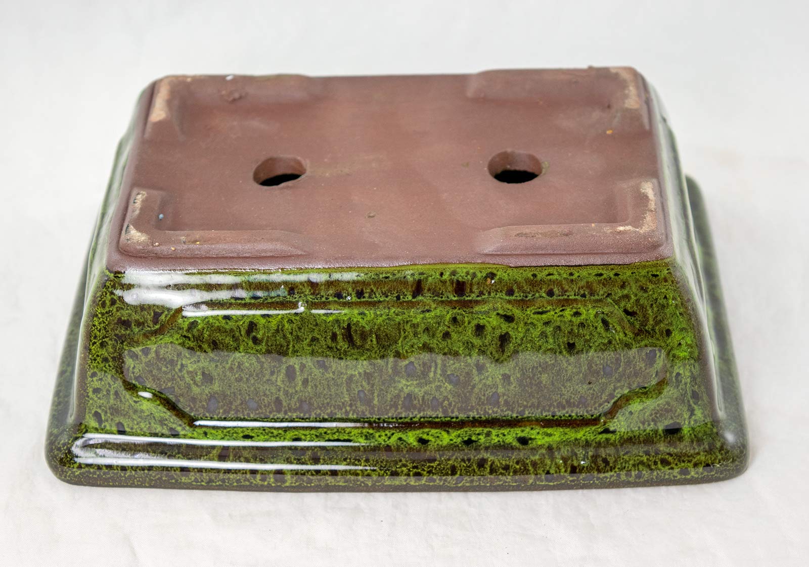 8" Rectangular Moss Green Bonsai/Succulent Pot + Tray + Rock + Mesh Combo