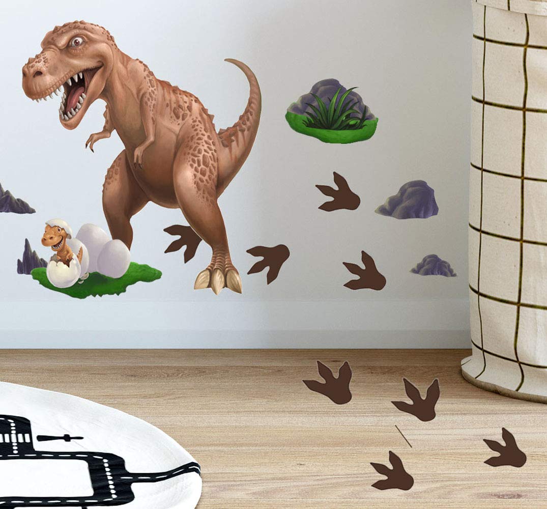 Dinosaur Wall Decals – Dino Decor Art Stickers for Boys & Kids Bedrooms, Playroom Murals & Decorations (T-Rex & Baby)