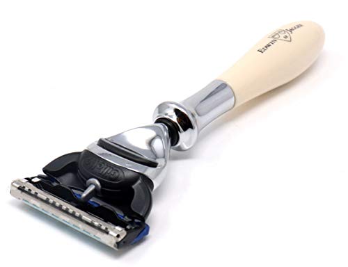 Edwin Jagger Plaza Shaving Handle Compatible With Gillette Fusion Razor Cartridge (Imitation Ivory)