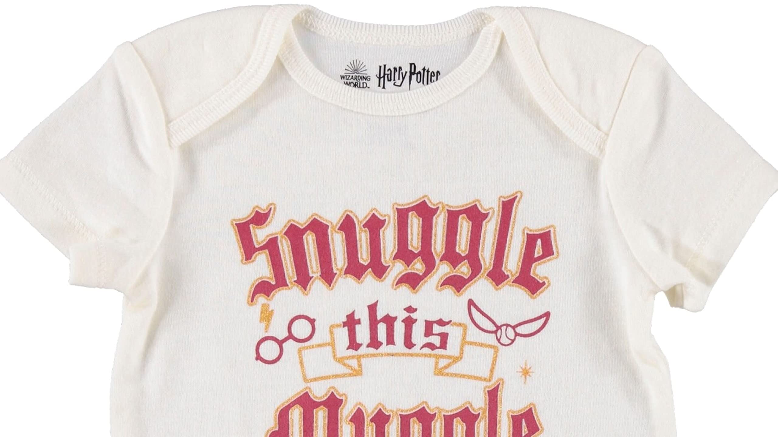 Harry Potter Newborn Baby Girls Short Sleeve Bodysuit Pants and Headband 3 Piece Outfit Set White 0-3 Months