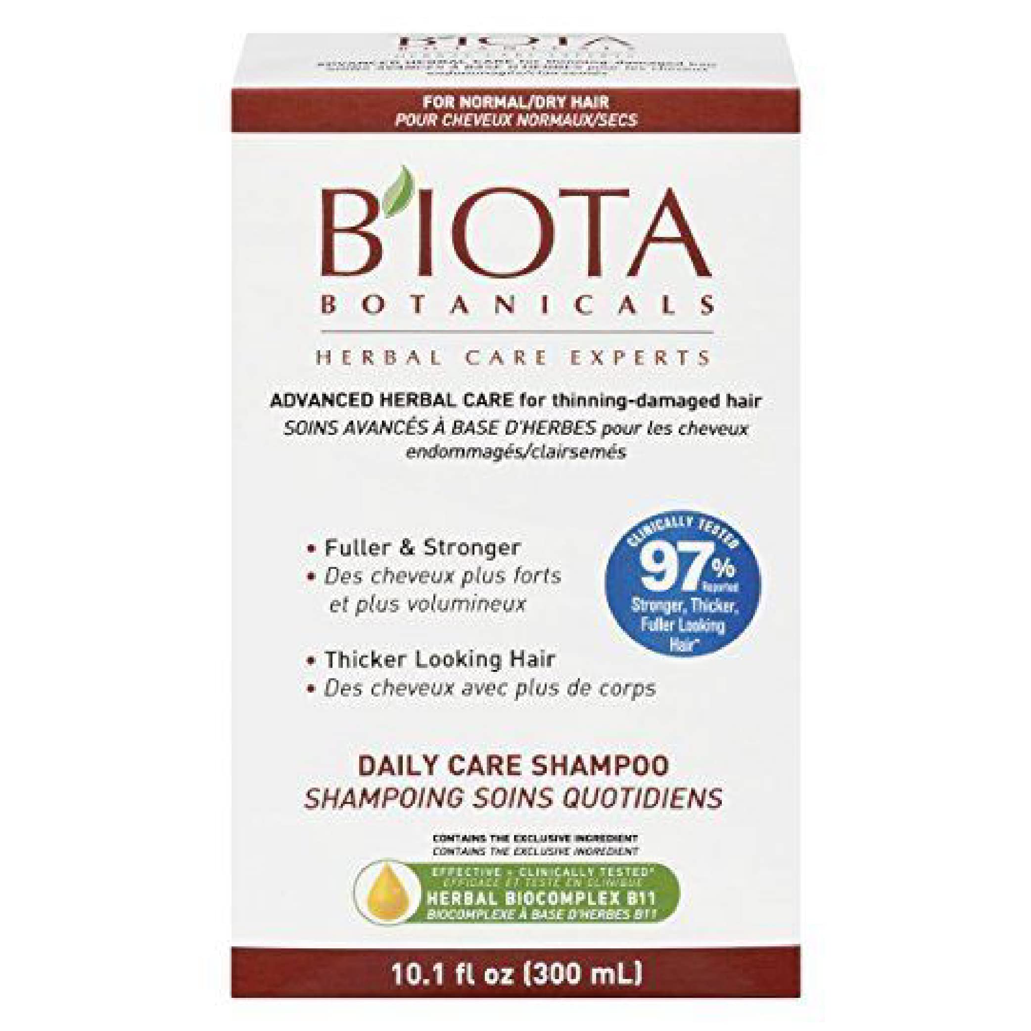 B'IOTA Botanicals Herbal Care Experts Daily Care Shampoo For Normal/Dry Thinning Hair 10.1 oz ( Pack of 2)