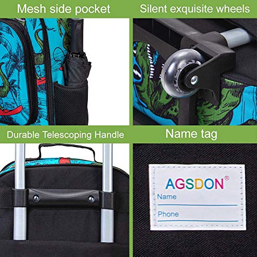 gxtvo Kids Luggage with Wheels for Boys, Dinosaur Rolling carry on Suitcase for Toddler Children