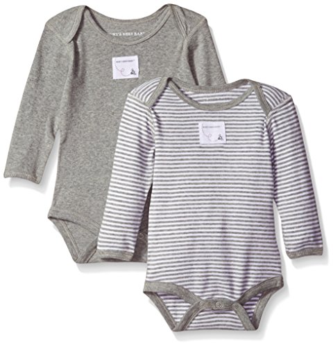 Burt's Bees Baby Unisex Bodysuits, 2-Pack Organic Cotton Short & Long Sleeve One-Pieces,Heather Grey, 0-3Months