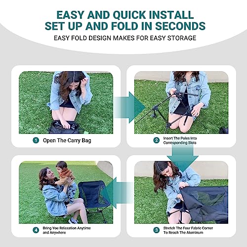 ATEPA Ultralight Camping Chair for Backpacking Hiking, Portable Compact Lightweight Folding Camp Chairs for Adults - Square Aluminum Frame with Anti-Sinking Feet for Beach Lawn Travel BBQ Outdoor