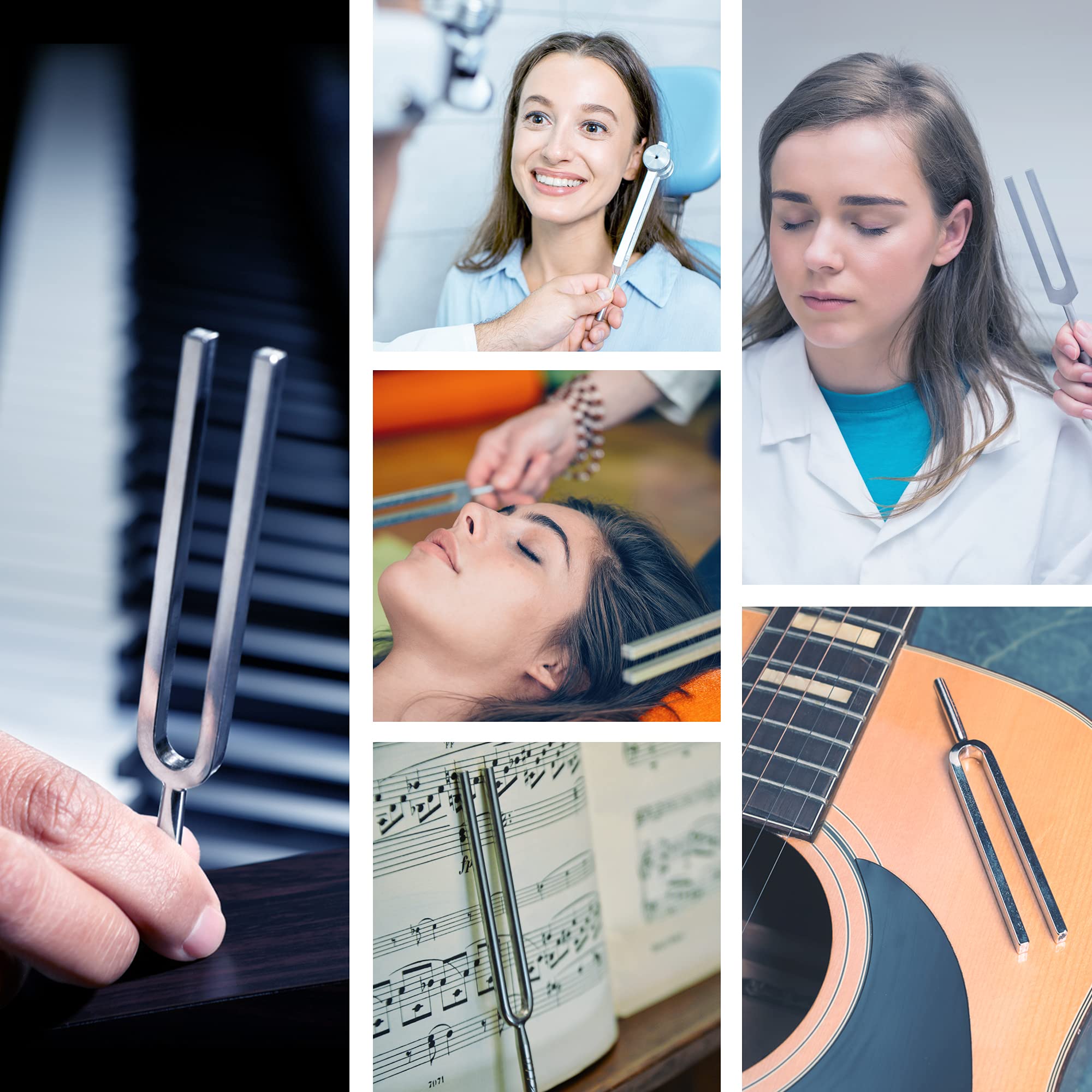 SURGICAL ONLINE Tuning Fork Set of 5 for Nursing, Medical and Music Students (C128, C256, C512, C1024 & C2048) Zipper Case Included