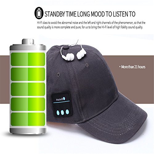 Lzcat Unisex Bluetooth Baseball Cap Sun Hat Smart Wireless Bluetooth Headset Sports Cap Music Speaker Mic Summer Cap (Grey)
