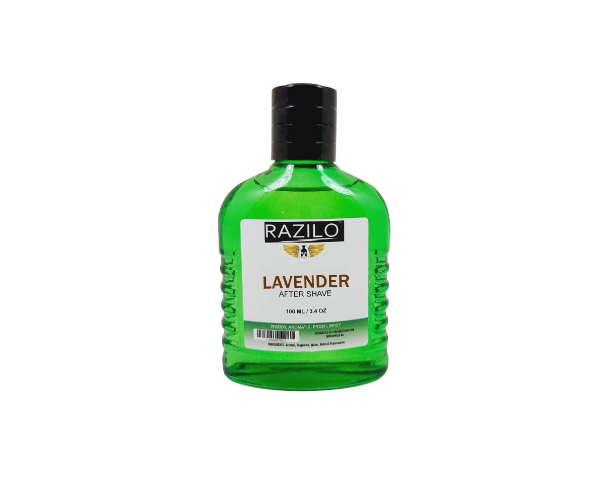 RAZILO Lavender Aftershave for Men; Splash Glass Bottle 3.4oz / 100ml Lavender