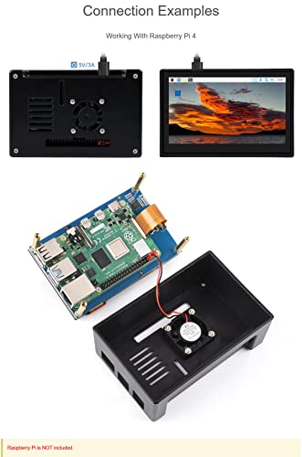 XYGStudy 4.3inch Capacitive Touch Display LCD for Raspberry Pi 4, with Protection Case Cooling Fan Screen Resolution 800×480 IPS Wide Angle MIPI DSI Interface, Supports Pi 4B Driver Free