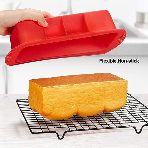 ABCISI Silicone Bread Loaf Pan,Bread Pans for Baking,Homemade Bread Making Non-Stick Bread Pans, Cake Pan,Rectangle Bread Mold for Oven, Microwave, and Freezer Safe Baking,2 Pack