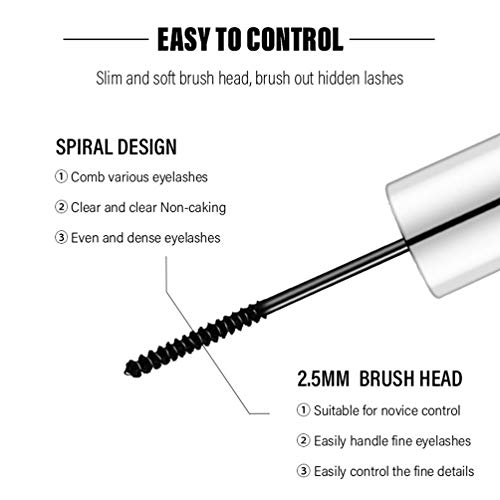 2PCS Ultra Fine Black Mascara,Skinny Mascara,Catching tiny eyelashes,No clumping(2.5mm Diameter)