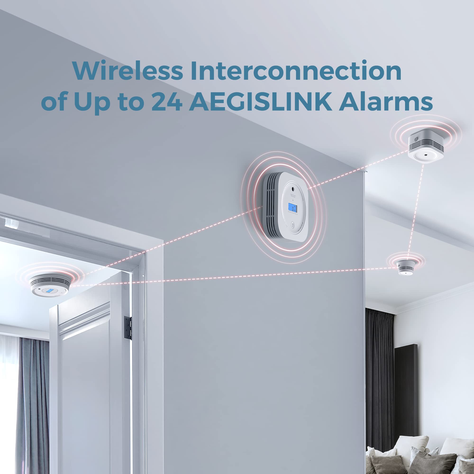 AEGISLINK Fire Alarm Smoke Detector with Photoelectric Sensor, 10-Year Battery Smoke Alarm, S220