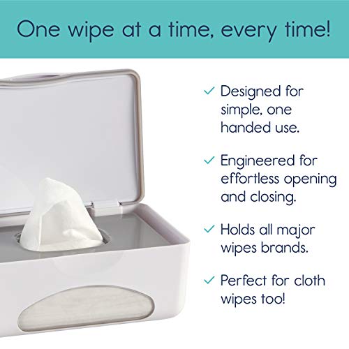 hiccapop Diaper Wipes Dispenser Baby Wipes Case | Baby Wipe Holder Keeps Wipes Fresh | Non-Slip, Easy Open & Close Wipe Container (Gray w/Clear Window)