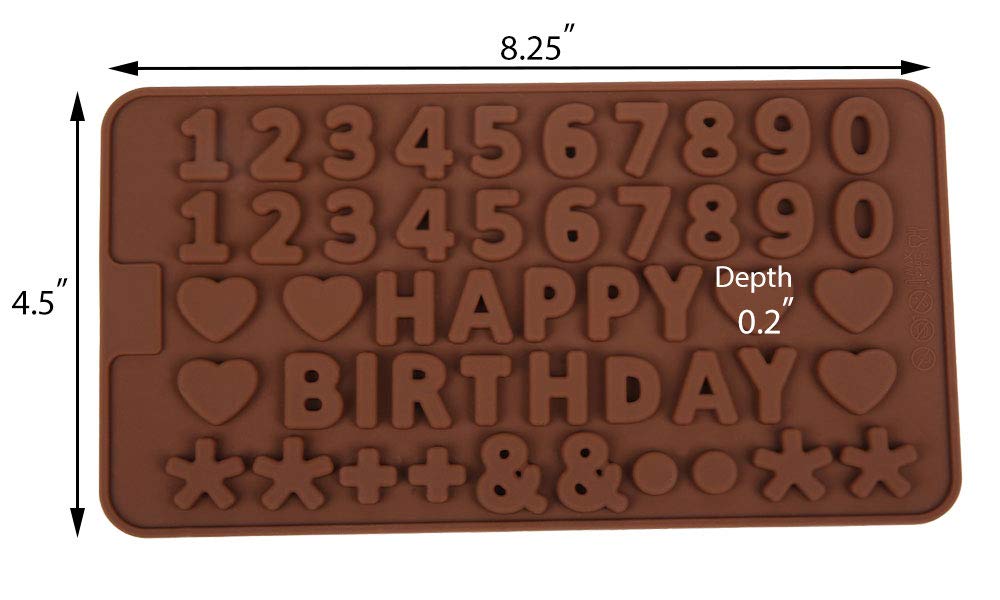 2PK A to Z Letters +Happy Birthday/Numbers/Symbols Mold Chocolate Fondant Decorating Silicone Tray
