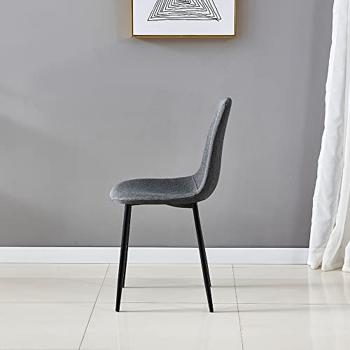 IDS Home Dining Room Chair for Kitchen, Mid Century Modern Accent Armless Side Fabric Chair, Upholstered Cover with Metal Legs Set of 4/6 (Set of 4, Grey)