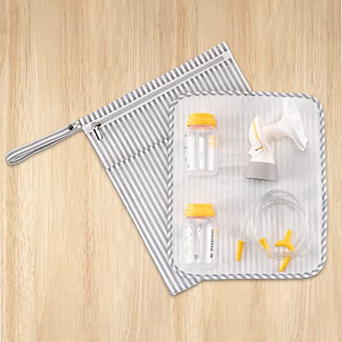 BABEYER Wet Dry Bag for Breast Pump Parts Storage, Waterproof Pump Parts Bag with Place Mat for Moms Pumping at Work-Straps