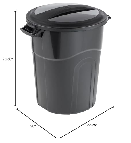banshao 20 Gallon Heavy Duty Plastic Garbage Can, Included Lid, Black