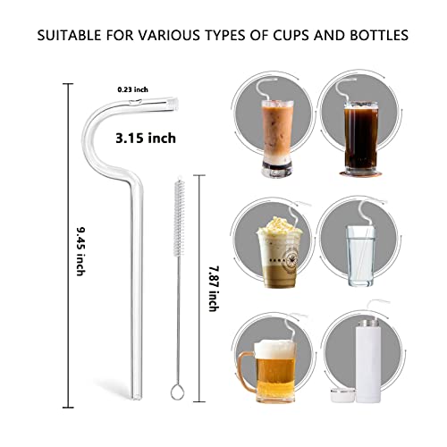 4 Pcs Anti Wrinkle Straw, Reusable Glass Drinking Flute Straw for Engaging Lips Horizontally to Prevent Lip Wrinkles & Vertical Lip Lines, High Borosilicate Cured Glass Straw for Beverages