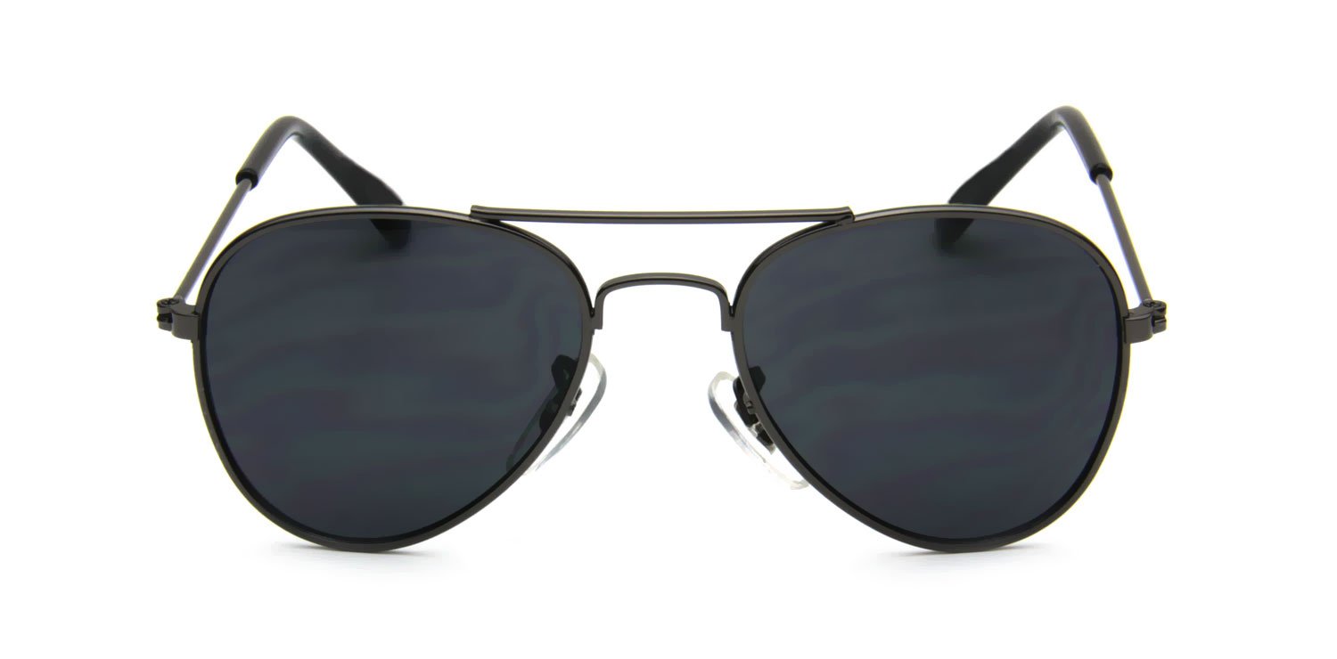 Baby Boy Girl Classic Aviator Style Retro Metal Sunglasses (Gun Metal/Black Lens 6-18 Months)