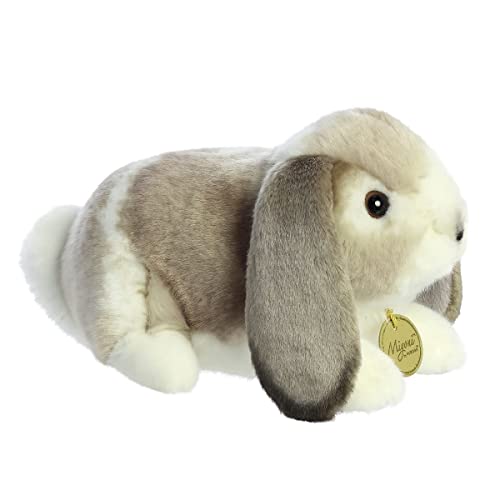 Aurora Miyoni 9" Grey Holland Lop Rabbit Stuffed Toy - Soft & Fluffy Polyester Animal Figure
