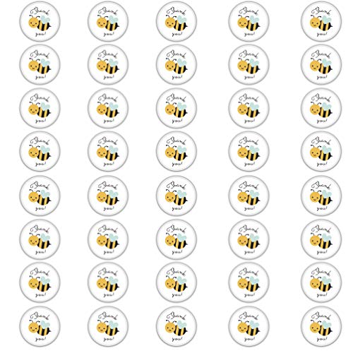 Set of 48 Sticker Thank You Bee Decal Small Phone Mini Logo Birthday Parties Envelopes Labels Seals Shower Favor 1.2 inches Each