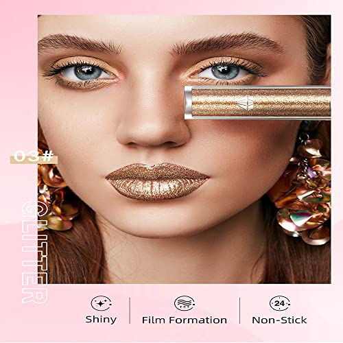 2PCS Liquid Glitter Diamond Eyeshadow, 2 in 1 Liquid Lipstick and Eyeshadow Metallic Lipstick Waterproof Long Lasting Lip Glaze Tint Charming Makeup for Eyes and Lips (Silver White, Blue Gray)