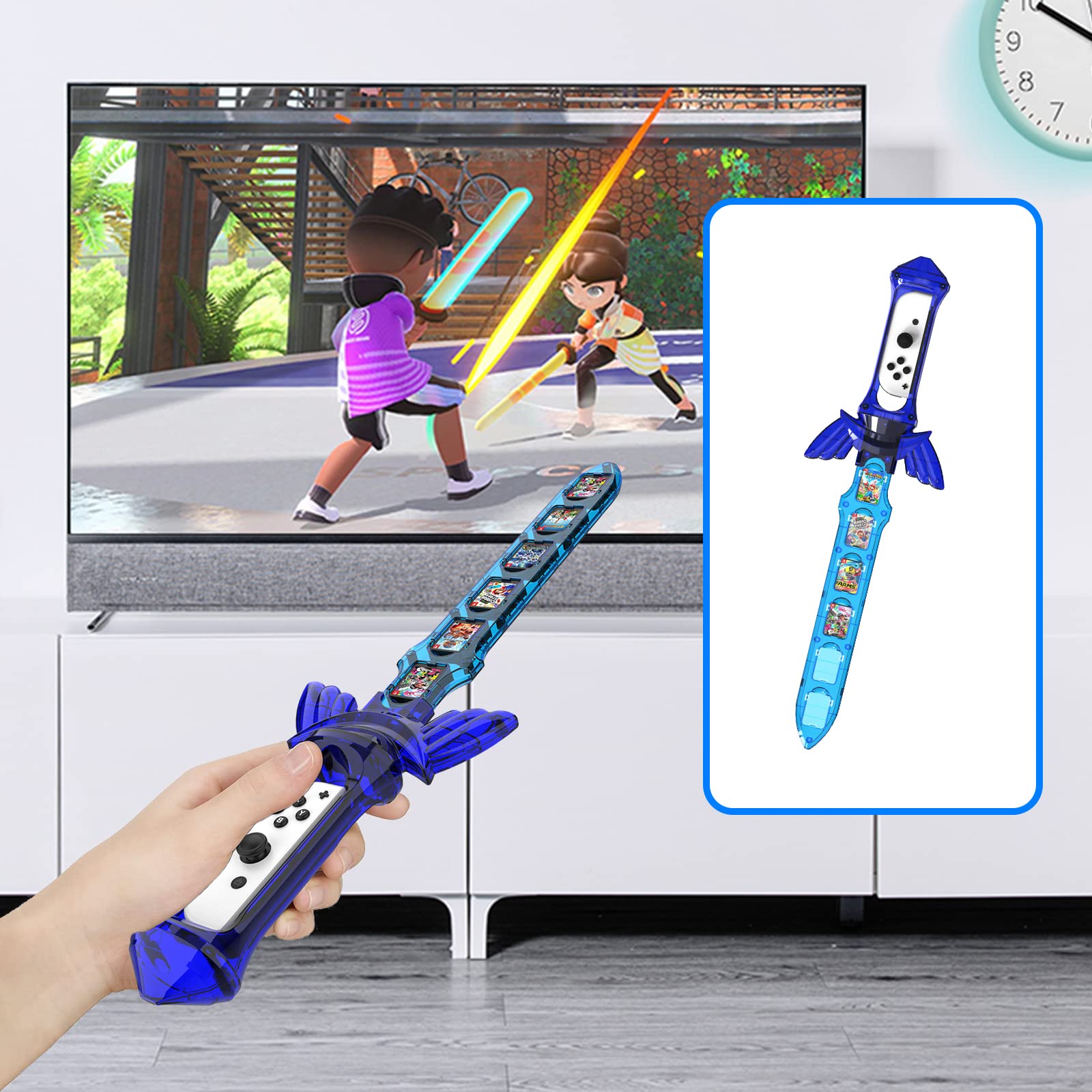 2022 Switch Sports Accessories Bundle - EJGAEM 9 in 1 Accessories Kit for Nintendo Switch & OLED : Golf Culb for Mario Golf Super Rush,JoyCon Strap,Sword,Comfort Leg Strap and Tennis Rackets