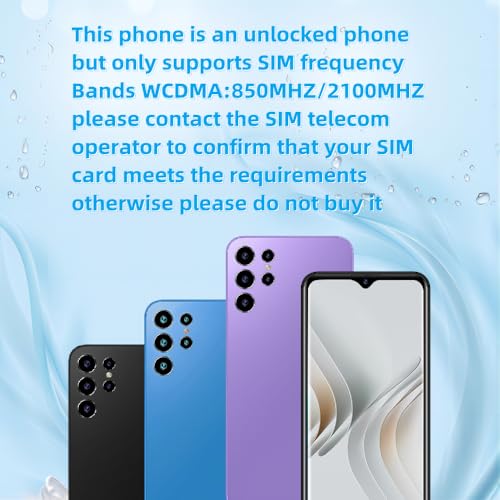 6.52inch Screen ,Reno5Pro+,Unlocked Cell Phone,1GB RAM 16GB ROM,Supports 3GWCDMA : 850/2100MHZ SIM Card Frequency Band,Front and Rear Camera ,Android Smartphone(Blue)
