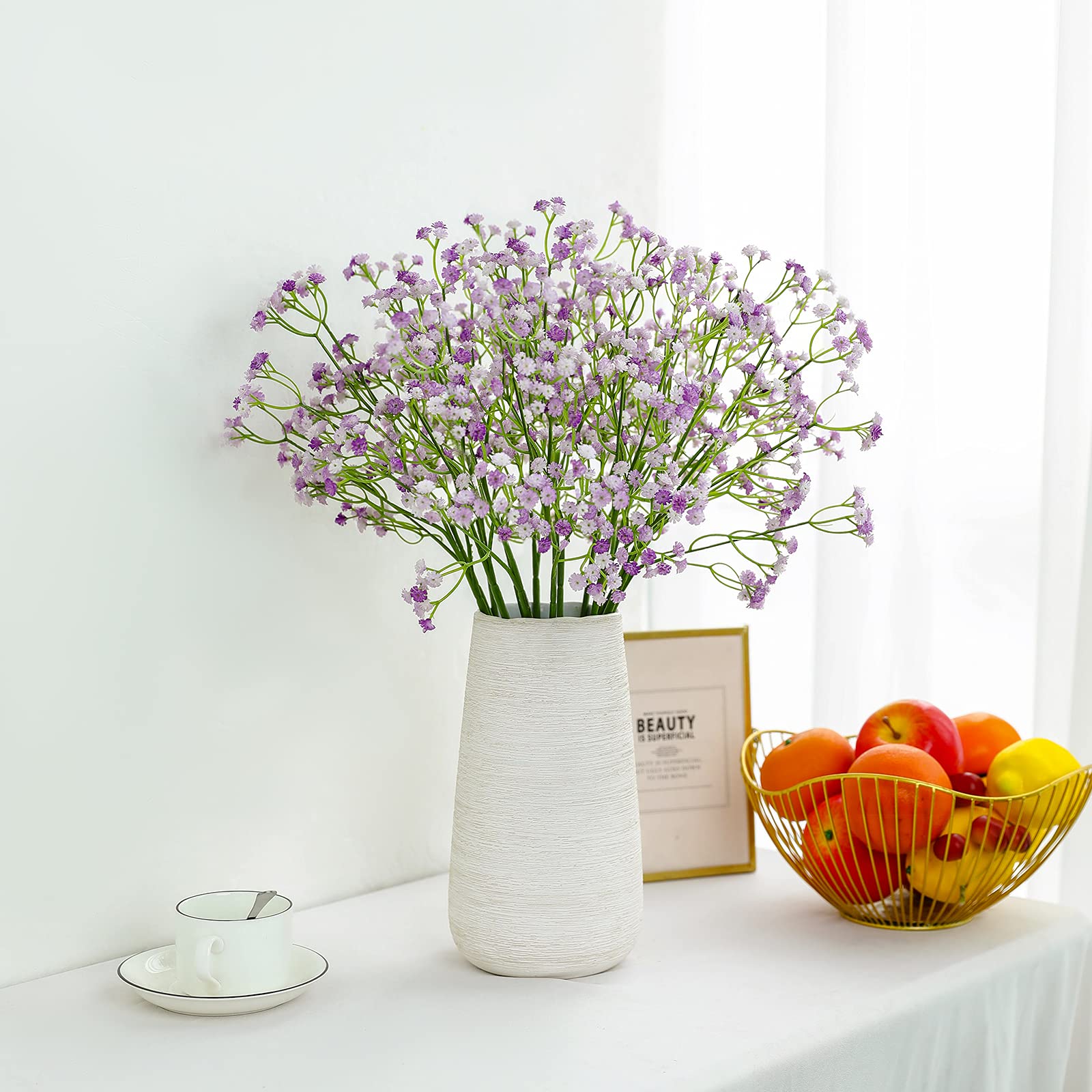 Hawesome 10 Pcs Babys Breath Artificial Flowers Gypsophila Real Touch Flowers Fake Bouquet Home Wedding Garden DIY Decor(Purple)