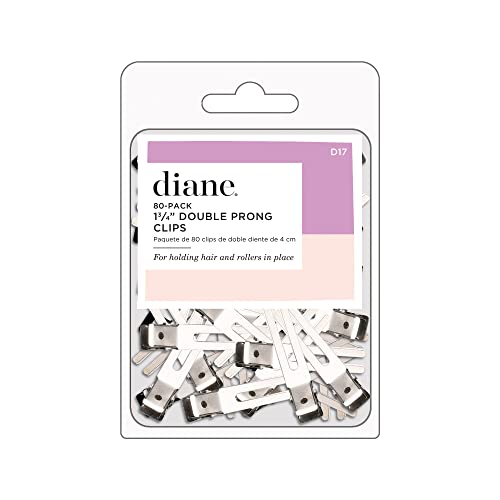 Diane Double Prong Hair Clips for Women, Girls For Holding Rollers or Hair 1.75 Inches Long Silver D17, 80 Count (Pack of 1)