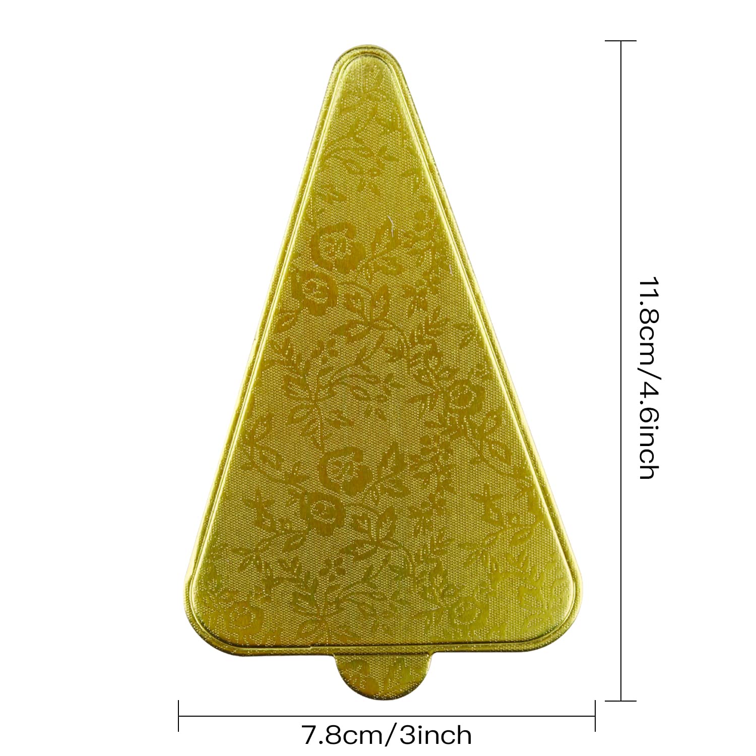 200 Pcs Mini Cake Boards, Floral Embossed Gold Mousse Cake Boards Mini Cake Bases Cake Paper Board Plates Cupcake Dessert Displays Tray Cardboard Dessert Board Pastry Base (Triangle Cake Boards)