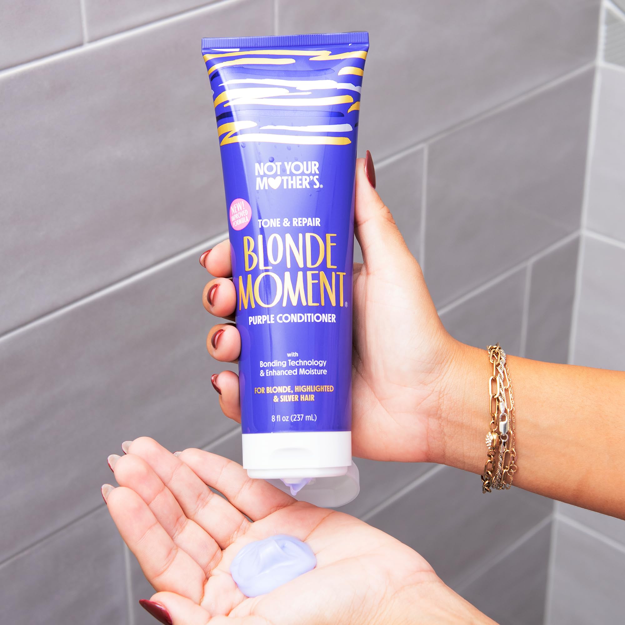 Not Your Mother's Blonde Moment Purple Shampoo and Conditioner (2-Pack) - 8 fl oz - Ideal for Blonde, Highlighted Brunette, Silver Hair - Helps with Bonding, Anti-Brass Toning, Repair, and Hydration