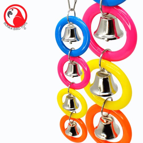 Bonka Bird Toys 945 4 Ring A Ding Bird Toy African Grey Budgie Parakeet Cockatiel Lovebird Cage Parrot Toys