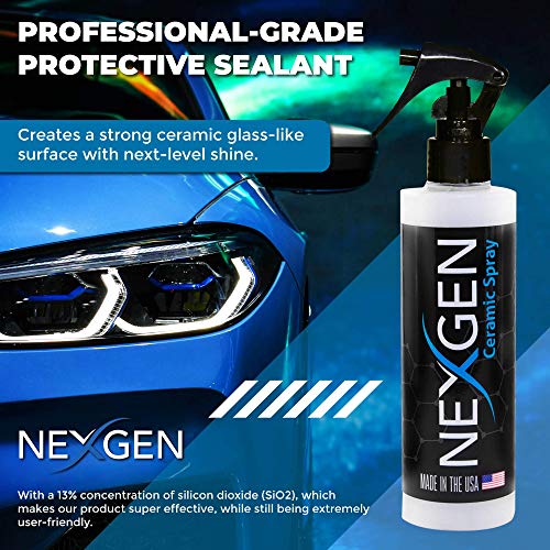 Nexgen Ceramic Spray Silicon Dioxide β Easy to Apply, Ceramic Coating Spray for Cars β Professional-Grade Protective Sealant Polish for Cars, RVs, Motorcycles, Boats, and ATVs β 16oz Bottle