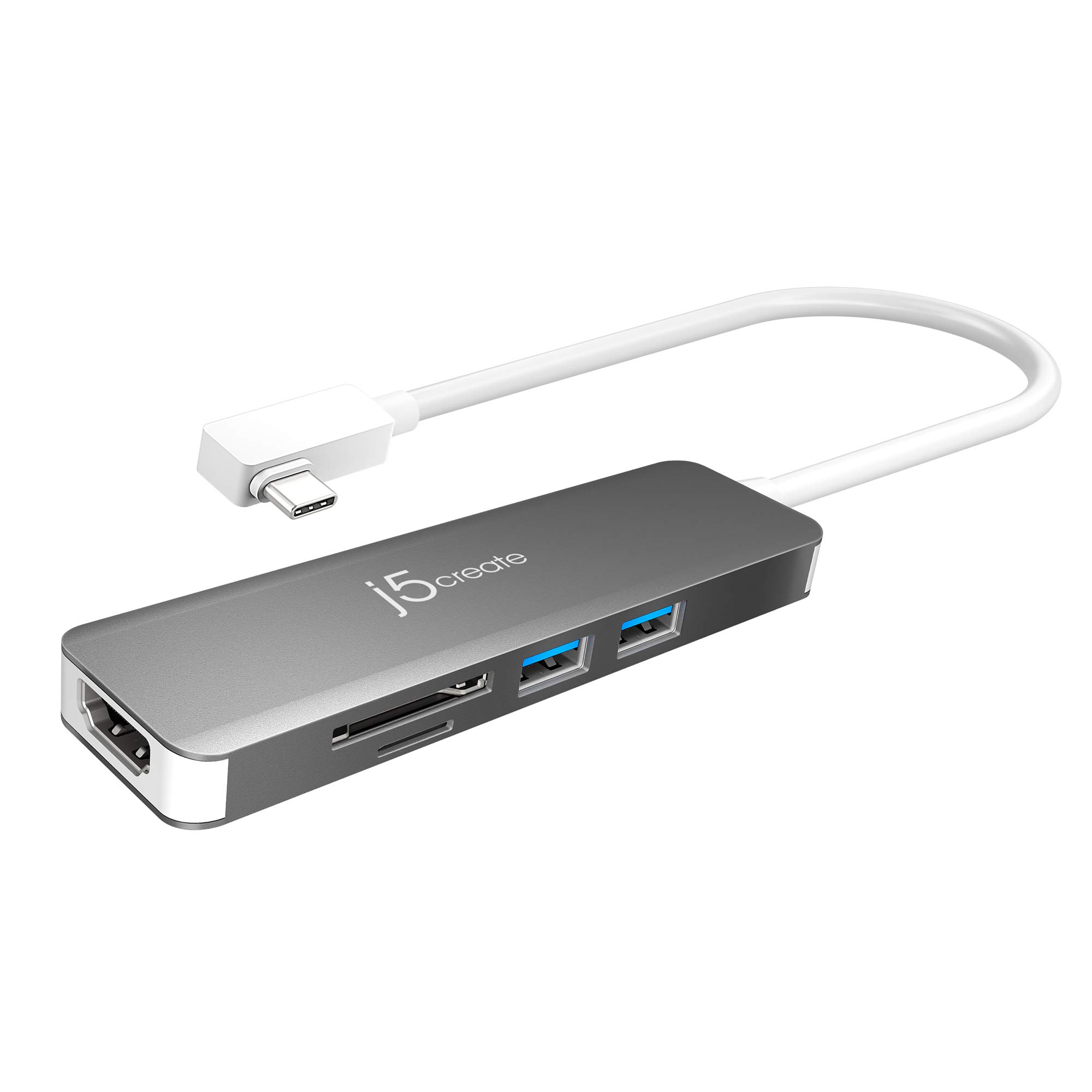 j5create 5 in 1 Compact USB-C Hub, Type C Adapter with 4K HDMI, 2 USB 3.0 Ports, SD and microSD Card Reader, for MacBook Pro, MacBook Air, XPS, Chromebook, and Other USB C Windows Laptops (JCD372)